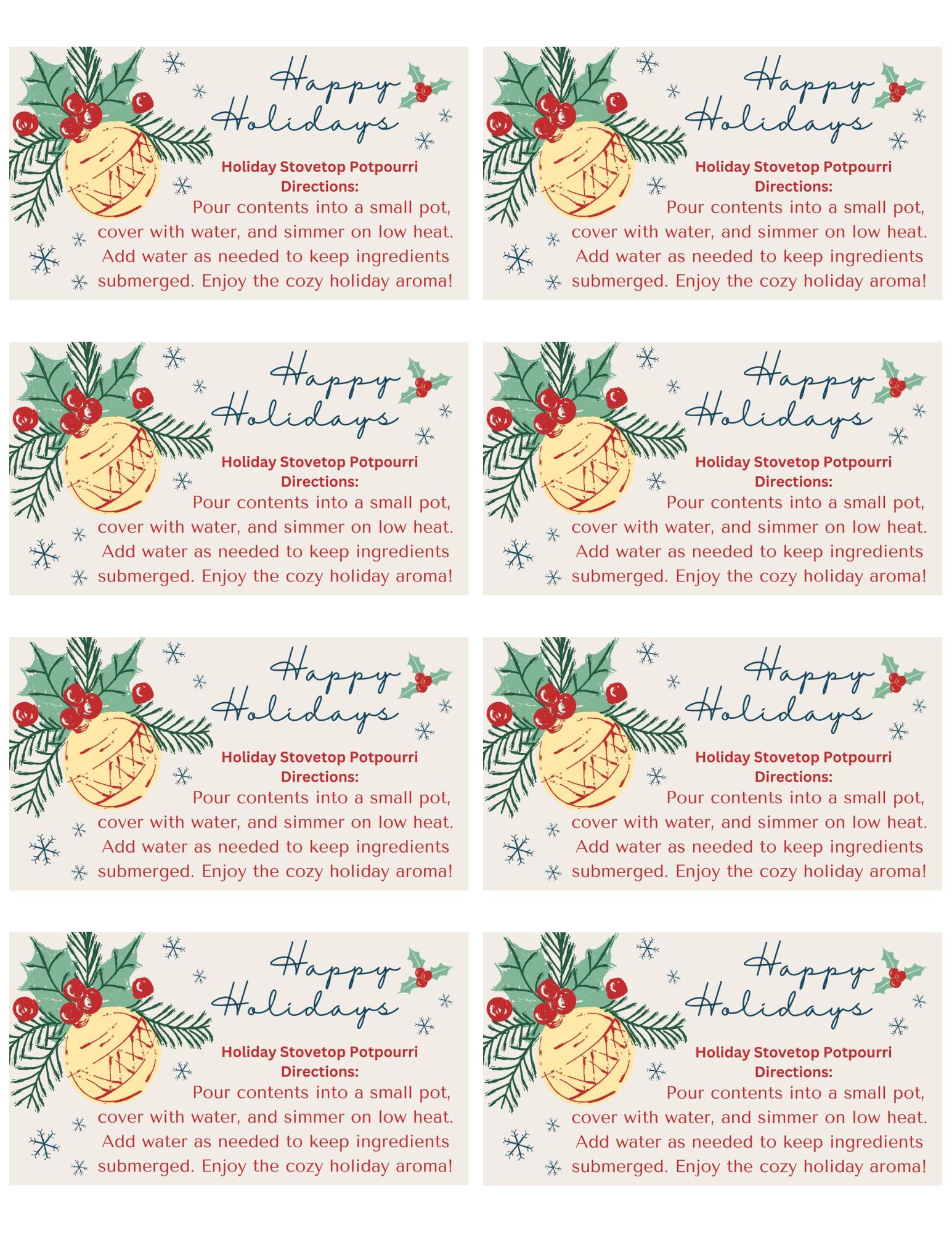 DIY Stovetop Potpourri in a Jar Holiday Recipes + Free Printable Gift ...